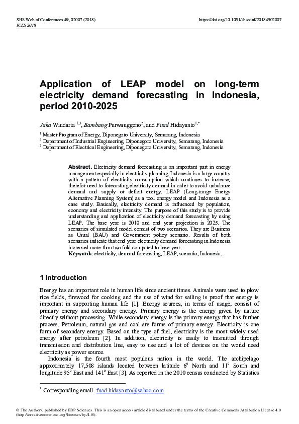 (PDF) Application of LEAP model on long-term electricity demand ...