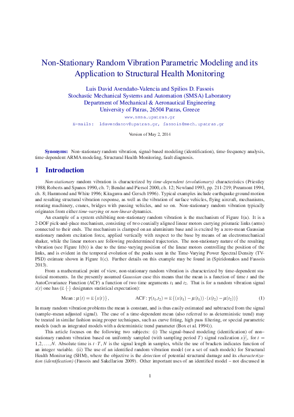 Pdf Parametric Nonstationary Random Vibration Modeling With Shm Applications