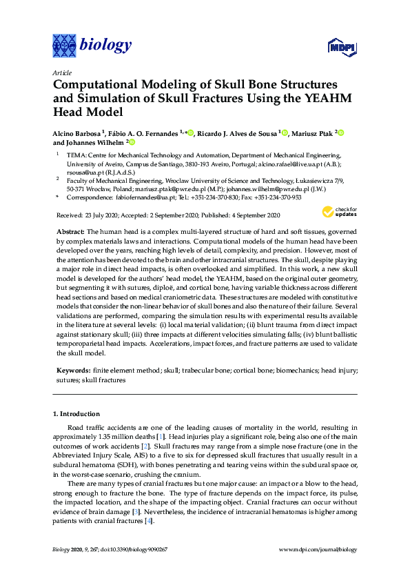 Pdf Computational Modeling Of Skull Bone Structures And Simulation Of Skull Fractures Using