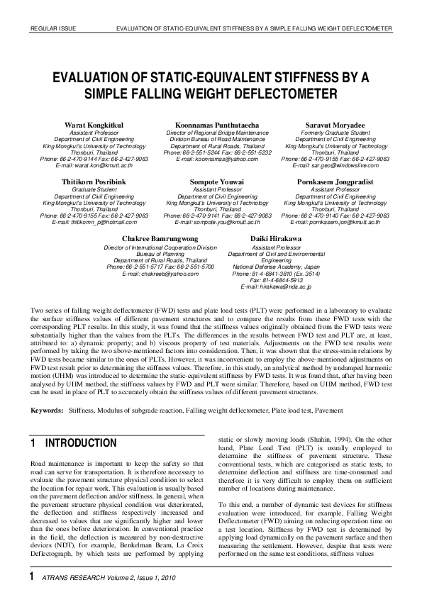 (PDF) Evaluation of Static-Equivalent Stiffness by a Simple Falling ...