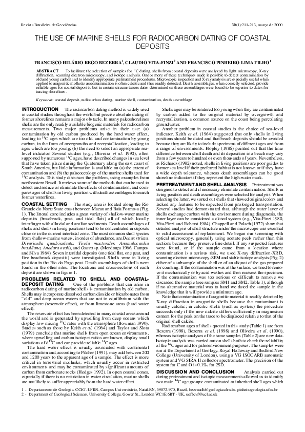 (PDF) The Use of Marine Shells for Radiocarbon Dating of Coastal Deposits