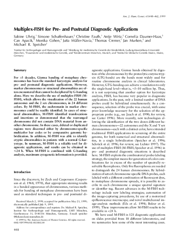 (PDF) Multiplex-FISH for Pre- and Postnatal Diagnostic Applications