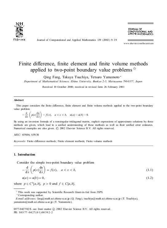 Pdf Finite Difference Finite Element And Finite Volume Methods