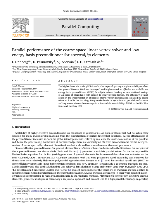 (PDF) Parallel performance of the coarse space linear vertex solver and low energy basis ...