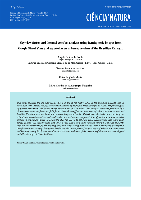 (PDF) Sky view factor and thermal comfort analysis using hemispheric ...