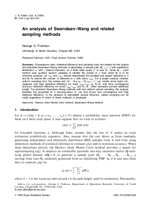 (PDF) An Analysis of Swendsen-Wang and Related Sampling Methods