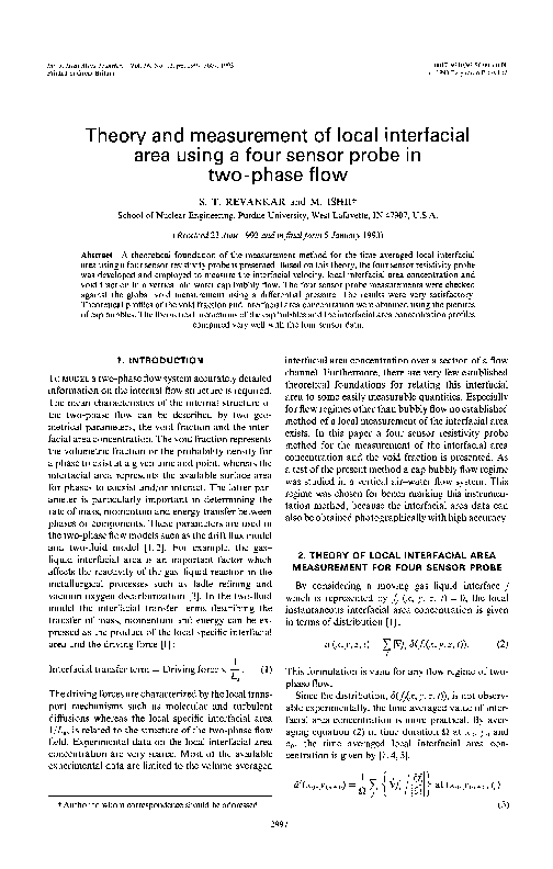 (PDF) Theory and measurement of local interfacial area using a four ...