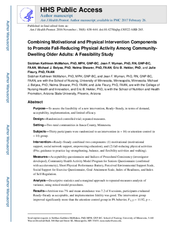 (PDF) Combining Motivational and Physical Intervention Components to Promote Fall-Reducing ...
