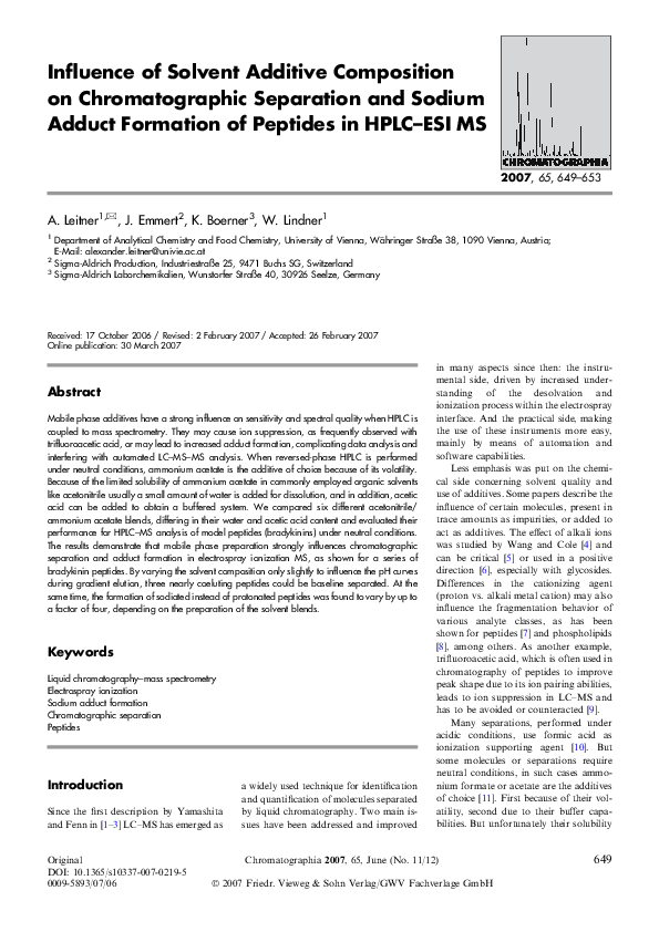 (PDF) Influence of Solvent Additive Composition on Chromatographic ...
