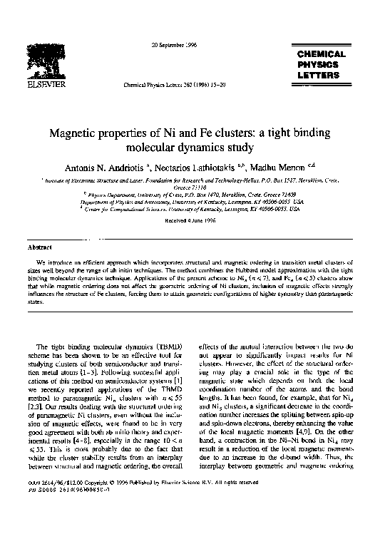 (PDF) Magnetic properties of Ni and Fe clusters: a tight binding ...