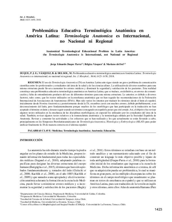(PDF) Problemática Educativa Terminológica Anatómica en América Latina ...