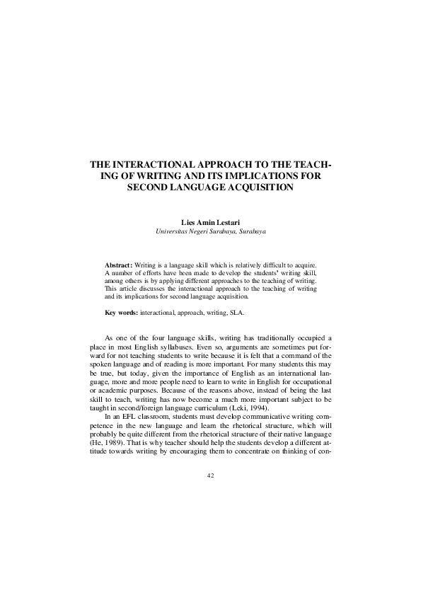 (PDF) The Interactional Approach to the Teaching of Writing and Its ...