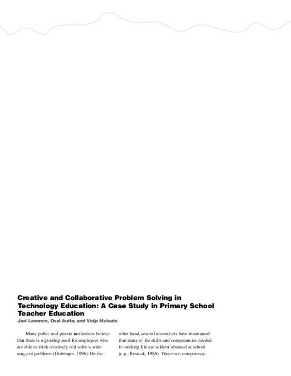 (PDF) Creative and Collaborative Problem Solving in Technology ...