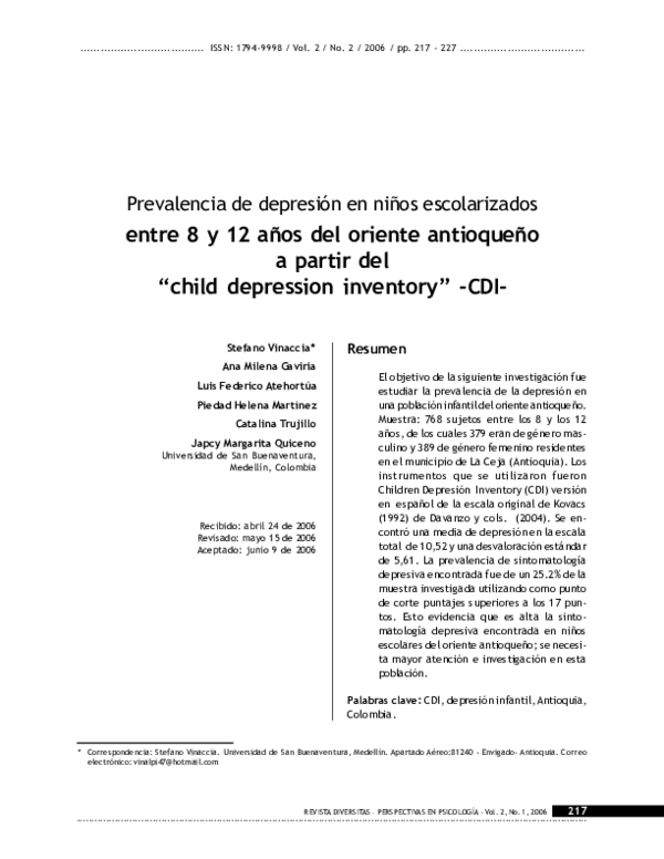 (PDF) Prevalence of depression on children who attendendig school ...