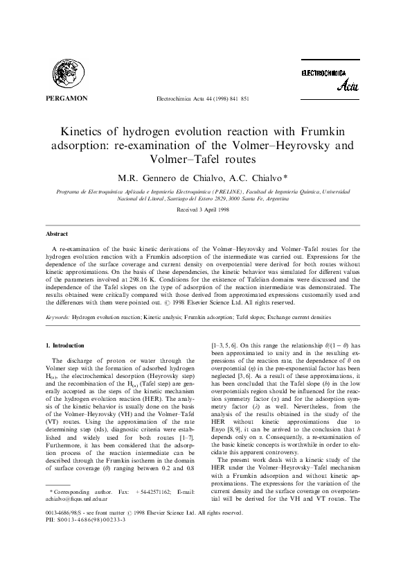 (PDF) Kinetics of hydrogen evolution reaction with Frumkin adsorption ...
