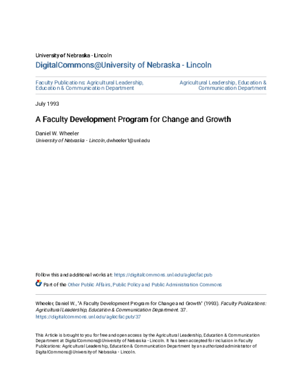 (PDF) A Faculty Development Program for Change and Growth. [and ...