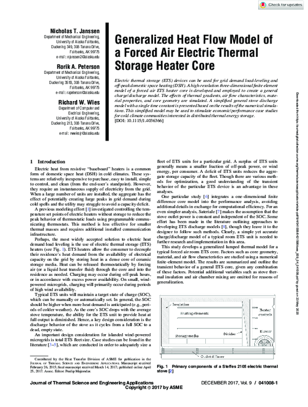 (PDF) Heat Flow Model for Electric Thermal Storage