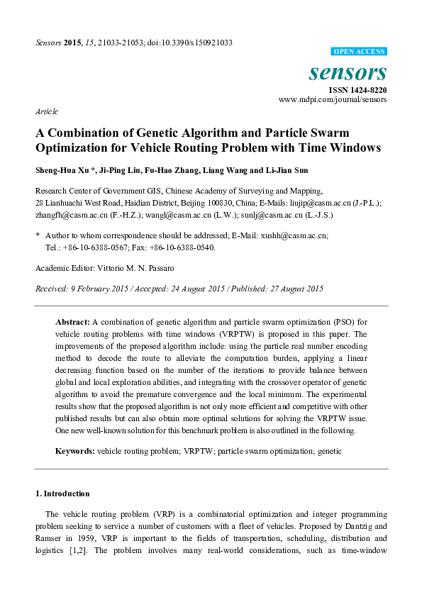 Pdf A Combination Of Genetic Algorithm And Particle Swarm