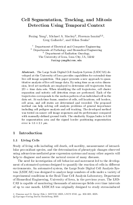 (PDF) Cell segmentation, tracking, and mitosis detection using temporal context