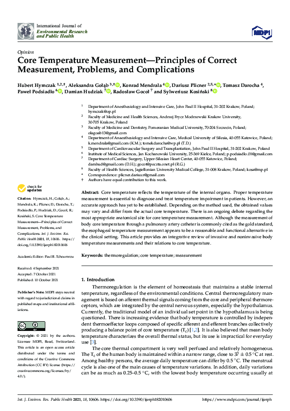 (PDF) Core Temperature Measurement—Principles of Correct Measurement ...