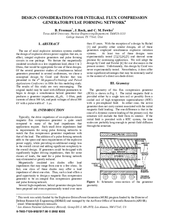 (PDF) Design considerations for integral flux compression generator ...