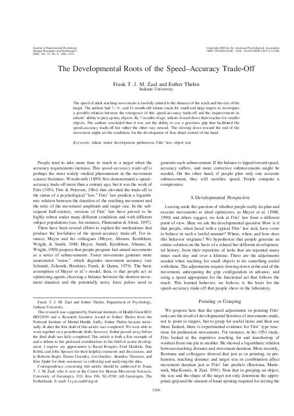 (PDF) The developmental roots of the speed-accuracy trade-off