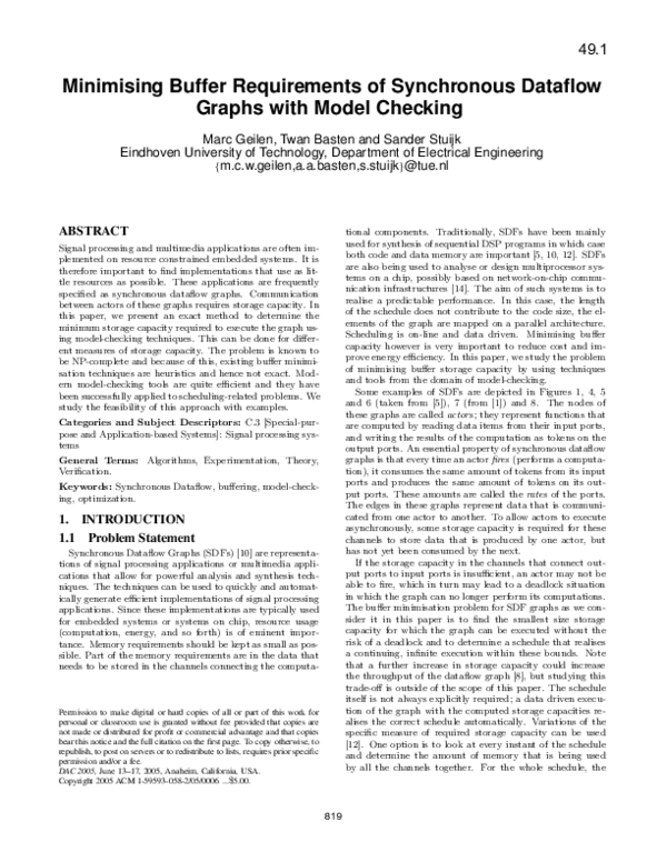 (PDF) Minimising buffer requirements of synchronous dataflow graphs with model checking