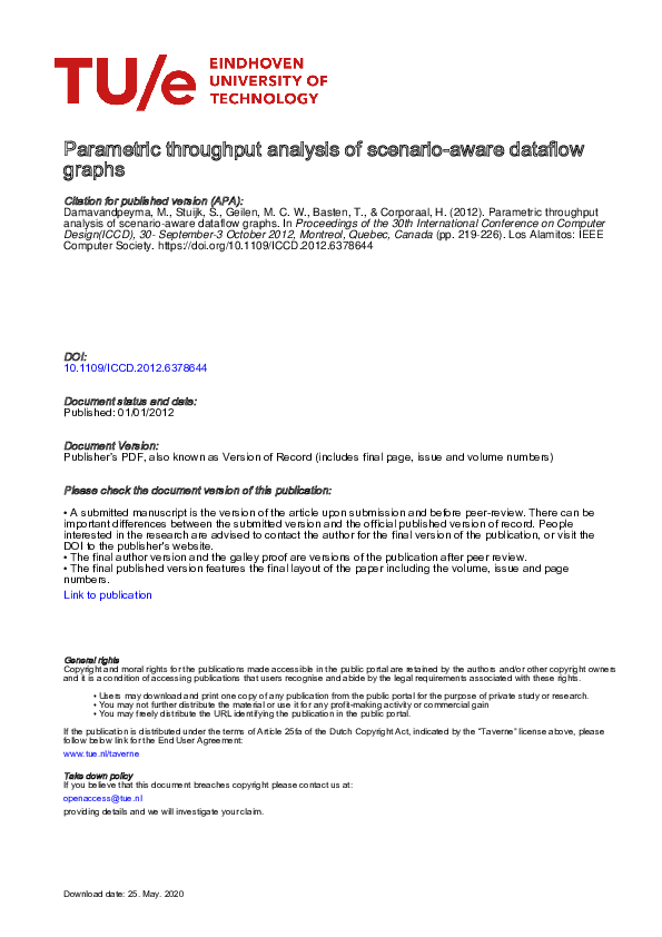 Pdf Parametric Throughput Analysis Of Scenario Aware Dataflow Graphs