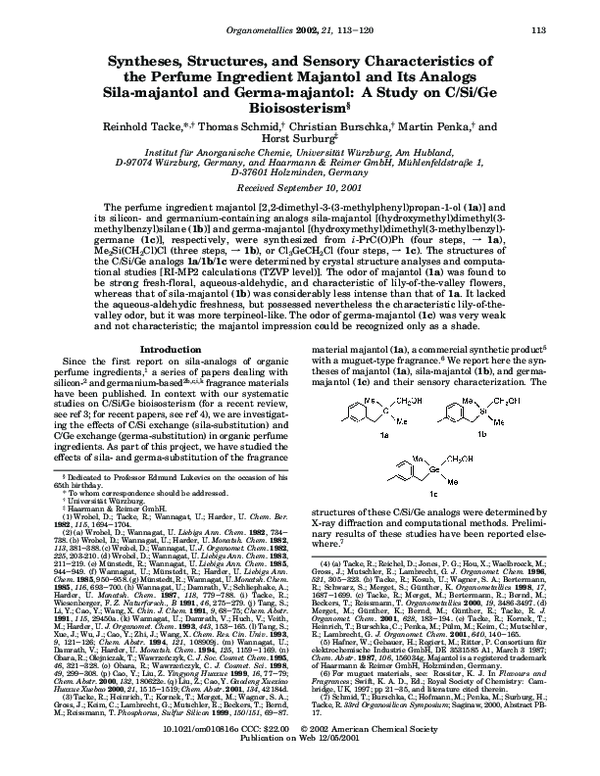 (PDF) Syntheses, Structures, and Sensory Characteristics of the Perfume ...