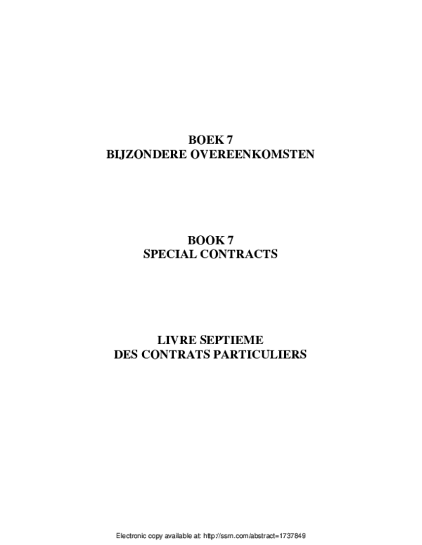 (PDF) Netherlands Civil Code - Special Contracts (English-French)