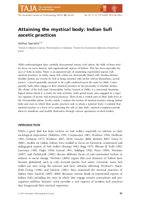 (PDF) Attaining the mystical body: Indian Sufi ascetic practices