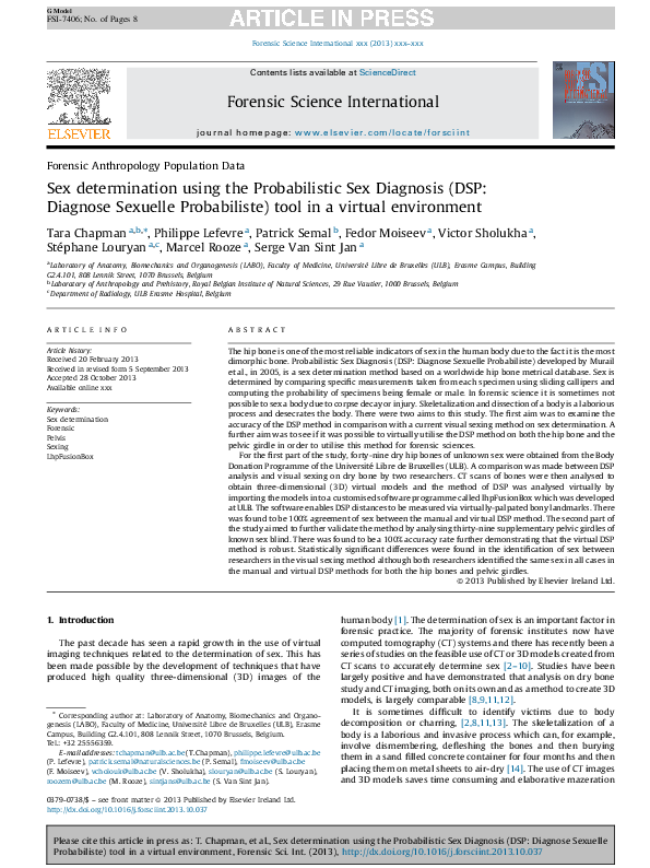 Pdf Forensic Anthropology Population Data Sex Determination Using The 2018
