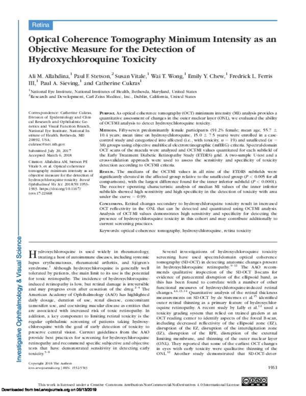 (PDF) Optical Coherence Tomography Minimum Intensity as an Objective ...