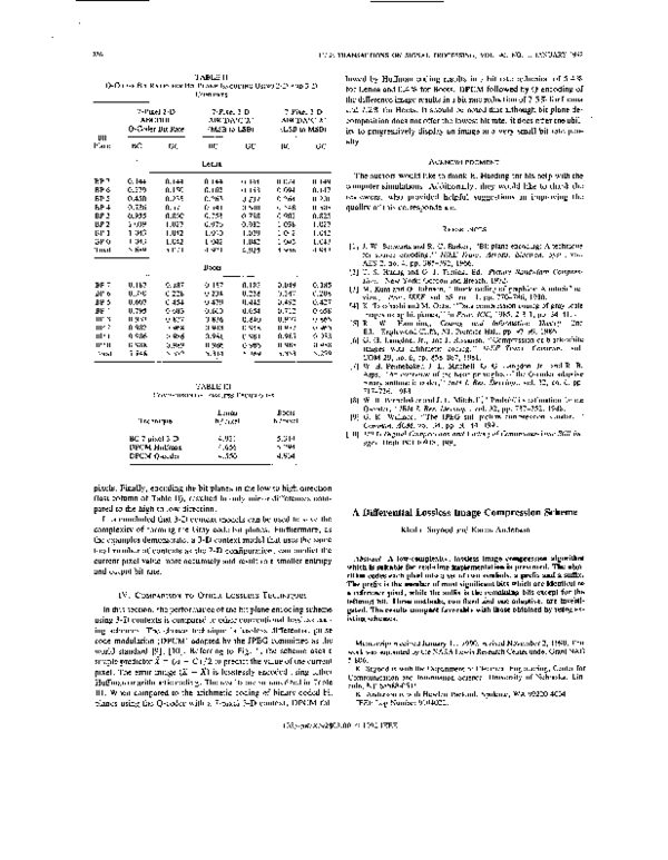 Pdf A Differential Lossless Image Compression Scheme