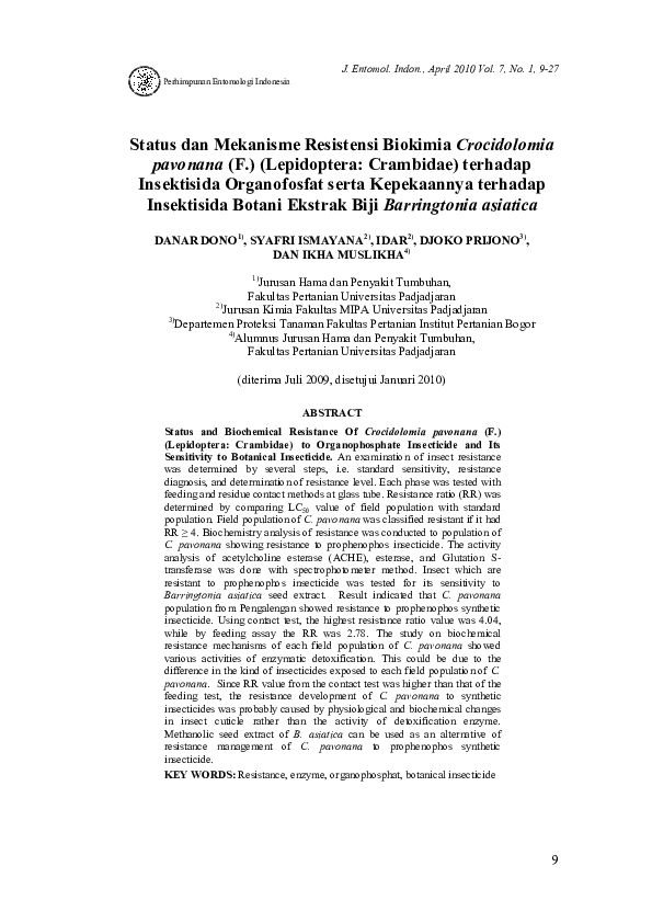 (PDF) Status dan Mekanisme Resistensi Biokimia Crocidolomia pavonana (F ...