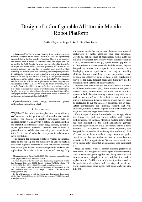 (PDF) Design of a Configurable All Terrain Mobile Robot Platform