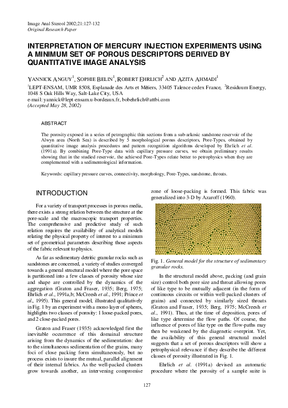 (PDF) Interpretation of Mercury Injection Experiments Using a Minimum ...