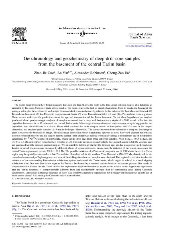 (PDF) Geochronology and geochemistry of deep-drill-core samples from ...