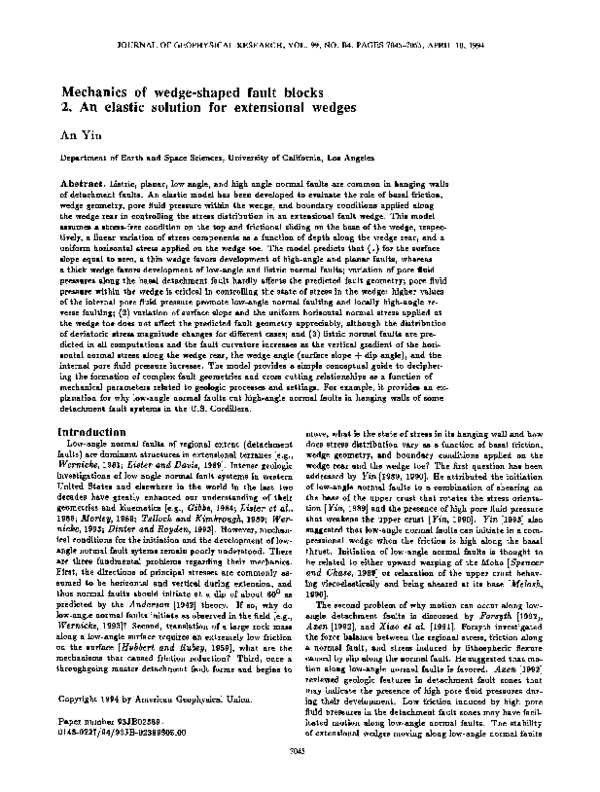 (PDF) Mechanics of wedge-shaped fault blocks: 2. An elastic solution ...