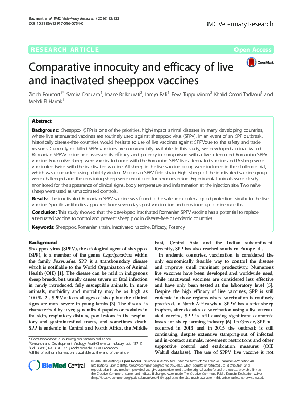 (PDF) Comparative innocuity and efficacy of live and inactivated ...