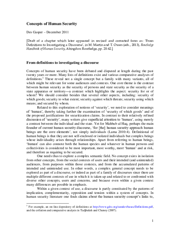 (PDF) Concepts of Human Security