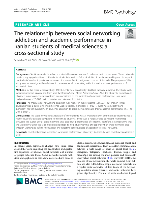Pdf The Relationship Between Social Networking Addiction And Academic