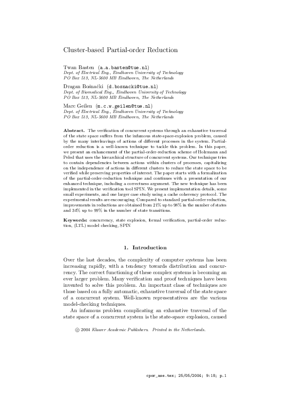 (PDF) Cluster-Based Partial-Order Reduction
