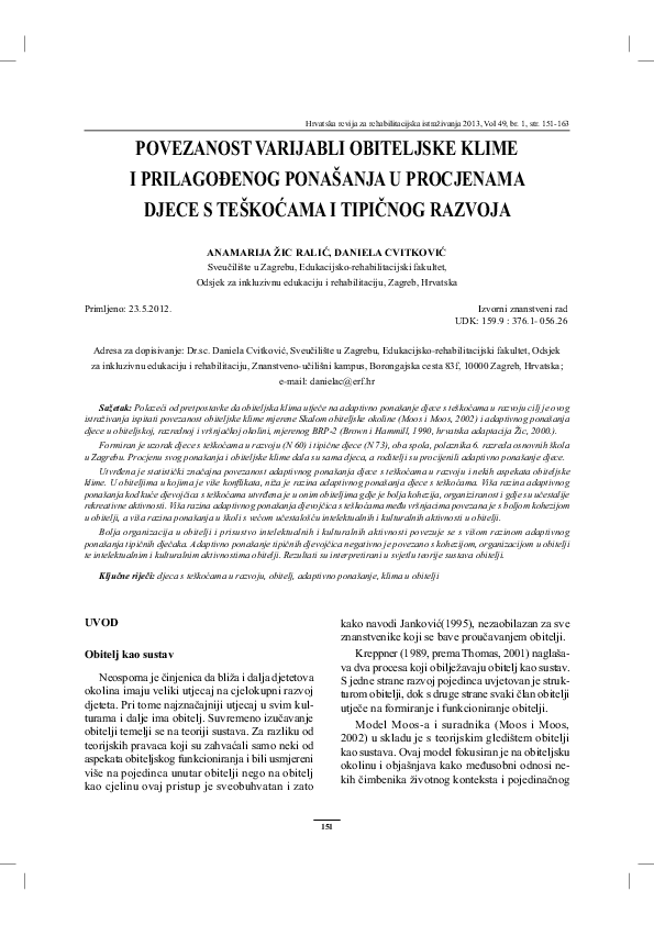 (PDF) Family Climate's Impact on Children's Behavior