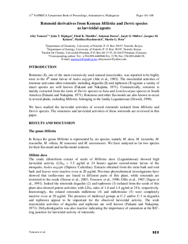 (PDF) Rotenoid derivatives from Kenyan Millettia and Derris species as ...