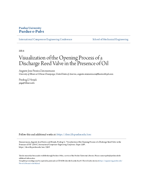 (PDF) Visualization of the Opening Process of a Discharge Reed Valve in ...