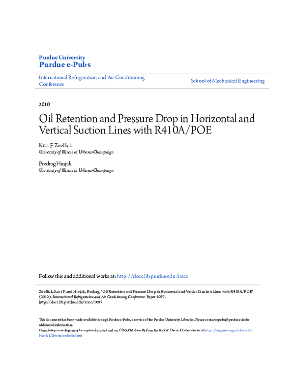(PDF) Oil Retention and Pressure Drop in Horizontal and Vertical ...