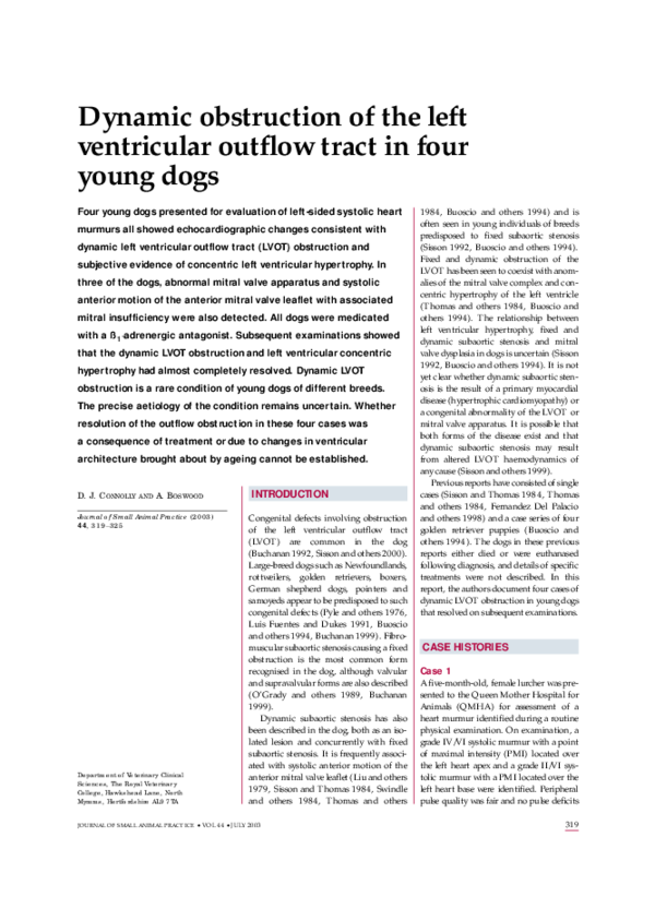 (PDF) Dynamic obstruction of the left ventricular outflow tract in four ...
