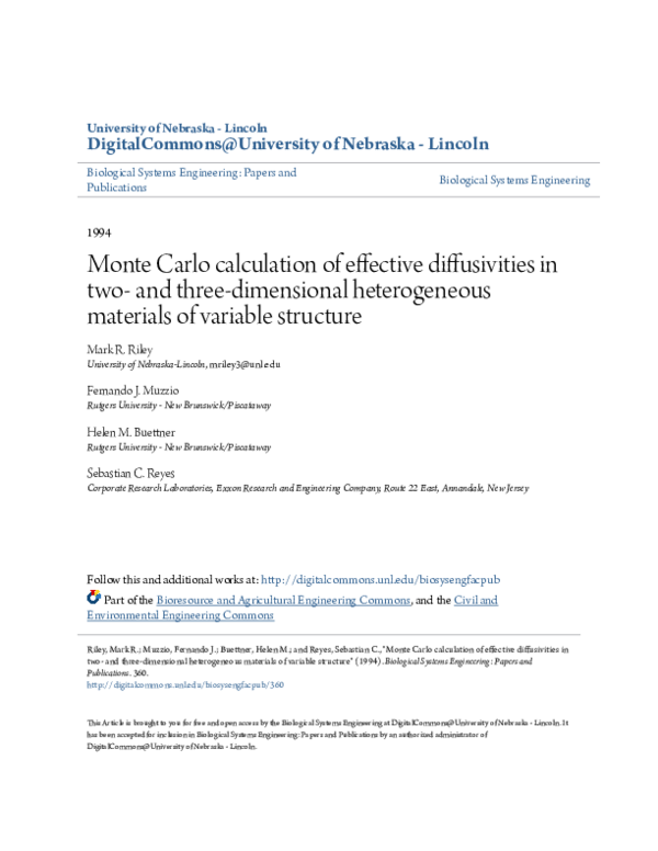 (PDF) Monte Carlo calculation of effective diffusivities in two- and three-dimensional ...