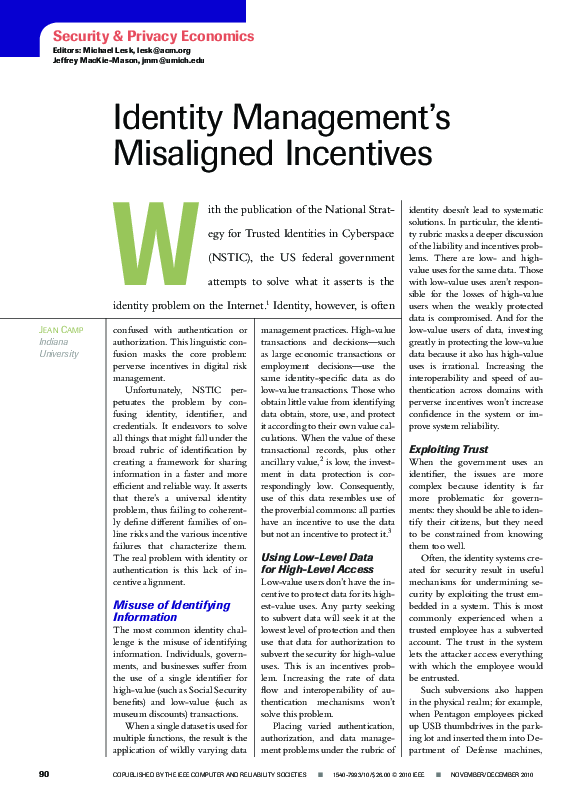 (PDF) Identity Management's Misaligned Incentives